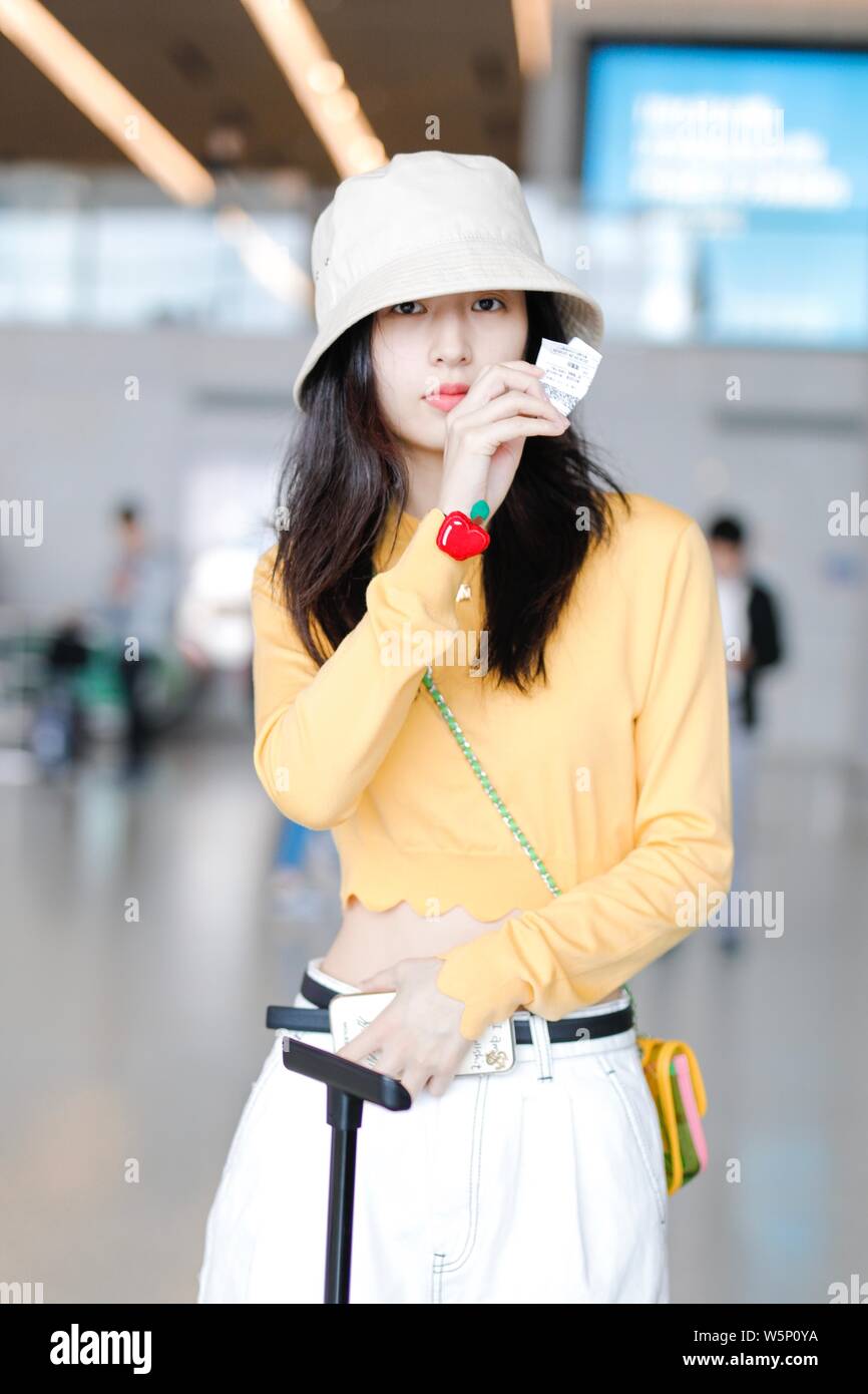 Chinese actress Zhou Yutong arrives at an airport in Shanghai, China, 6 ...