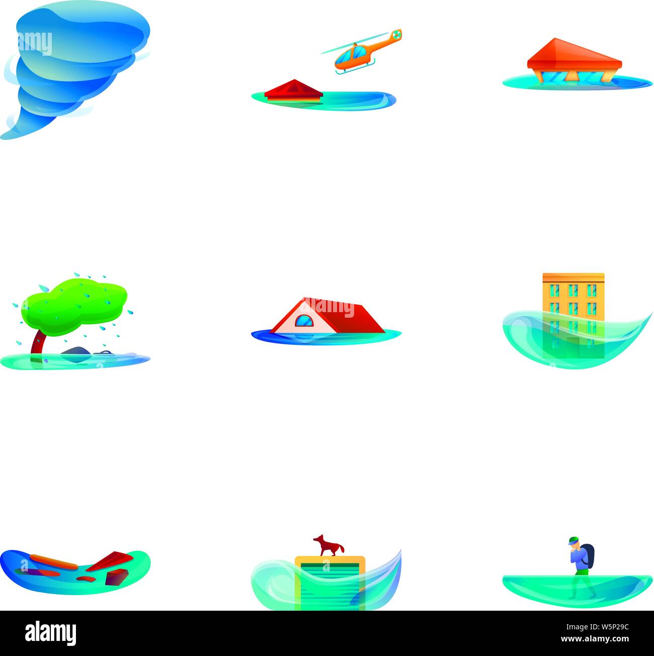 Cataclysm icon set. Cartoon set of 9 cataclysm vector icons for web ...