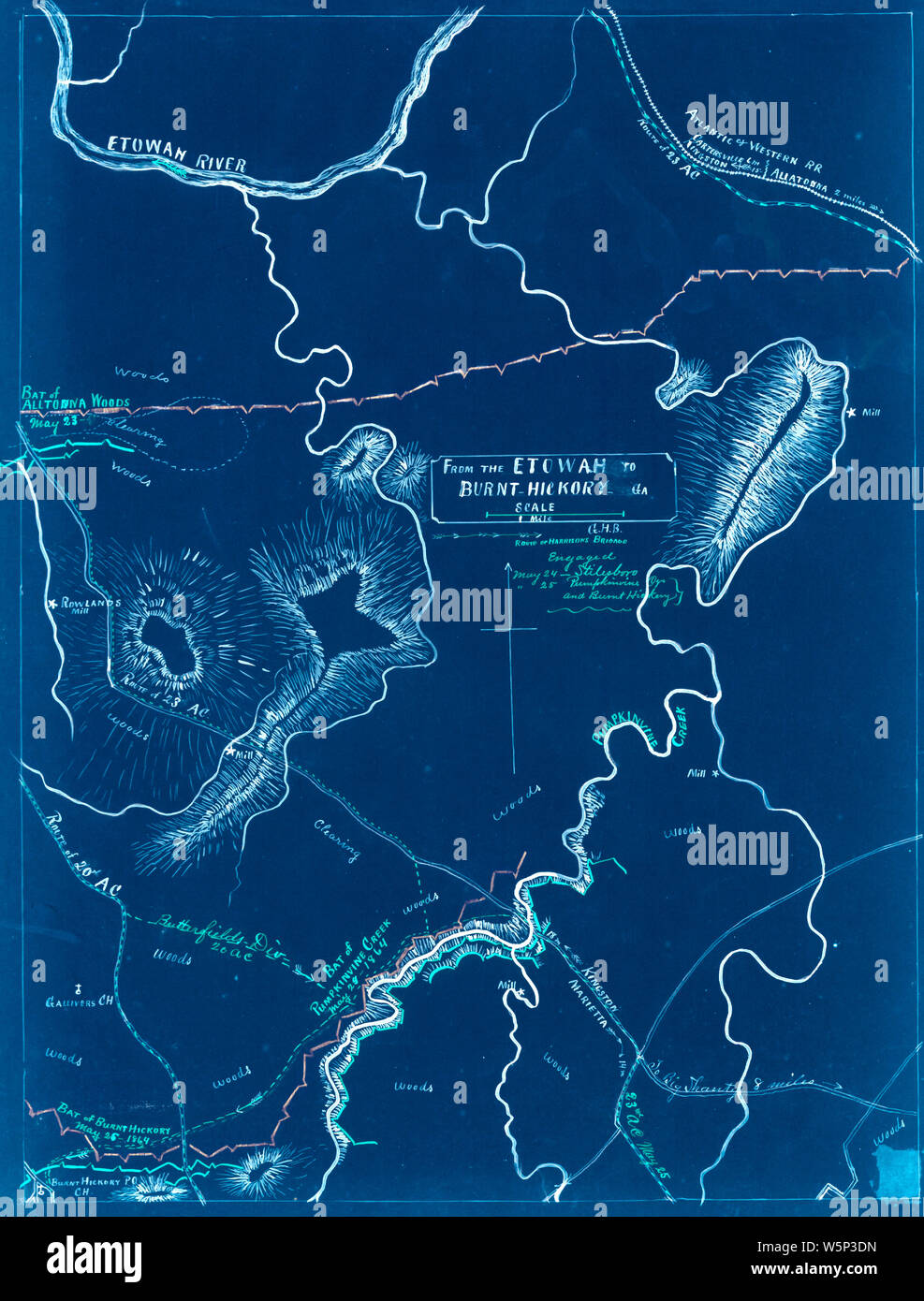 Civil War Maps 0416 From the Etowah to Burnt-Hickory Ga Inverted ...