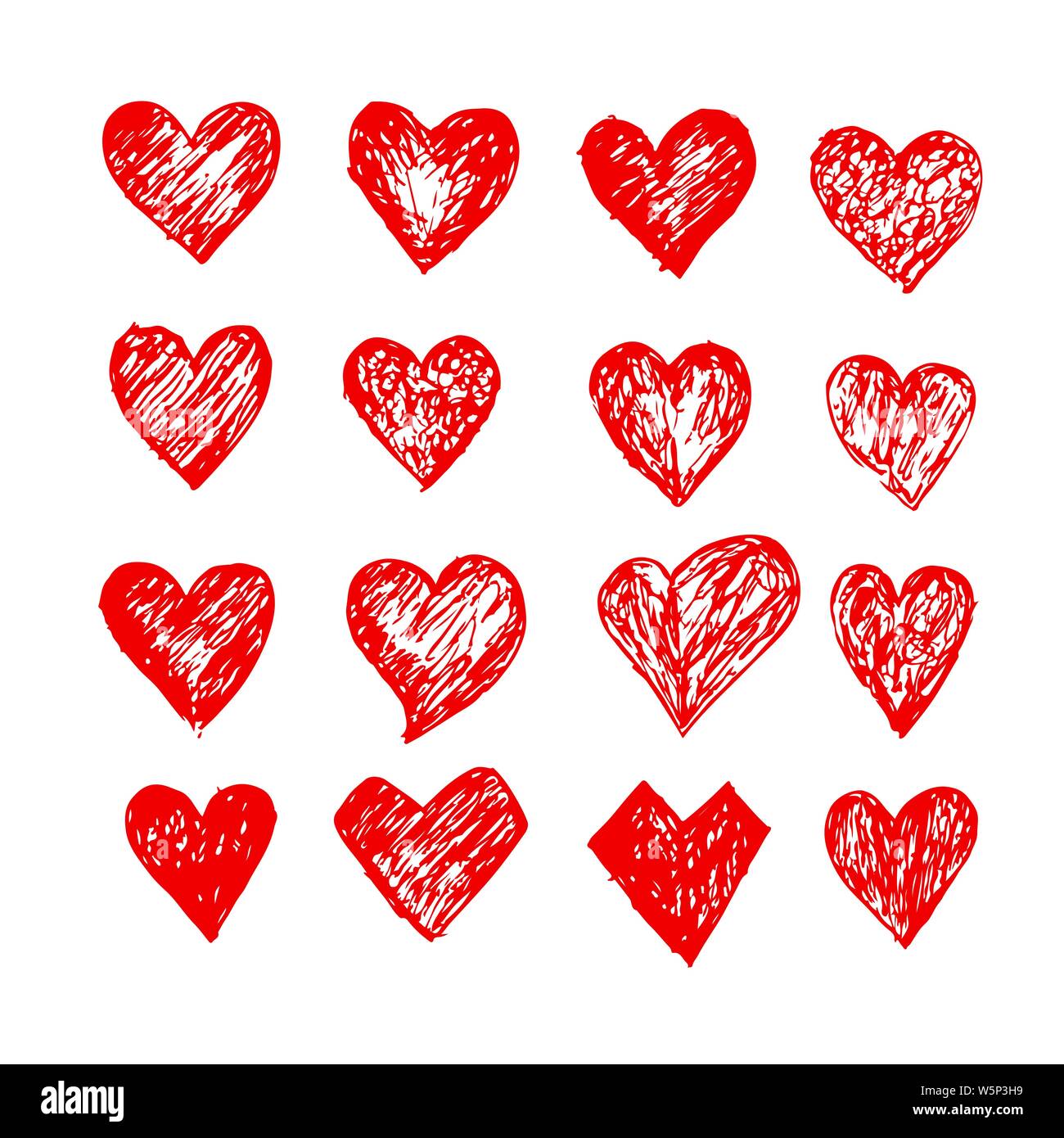 Set red hearts made Stock Vector Images - Alamy