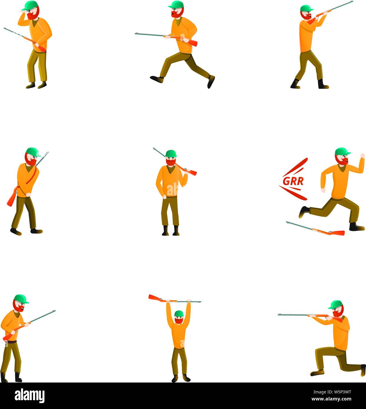 Hunter man icon set. Cartoon set of 9 hunter man vector icons for web ...