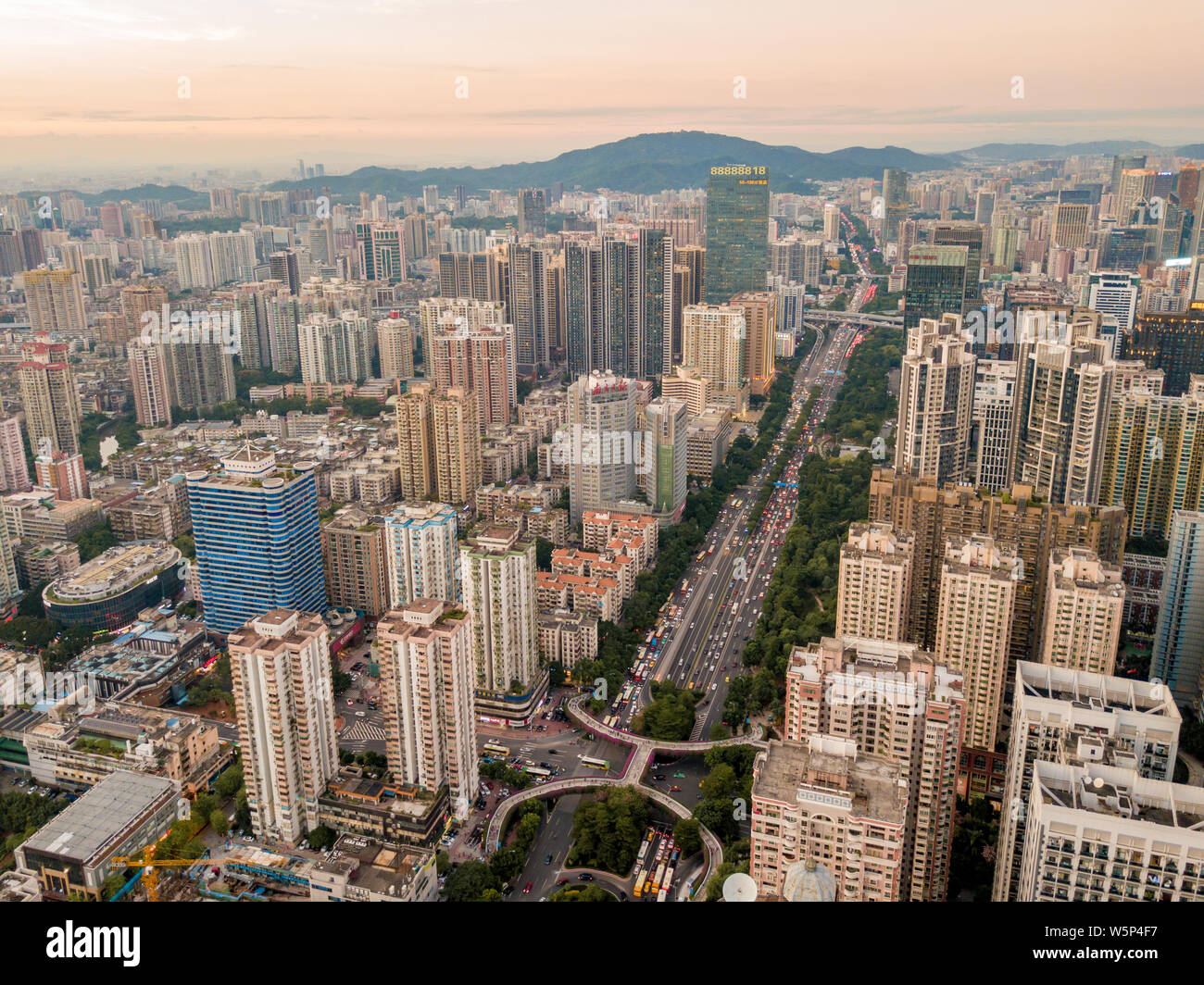 --FILE--A cityscape of Tianhe District with the Guangzhou Avenue and ...