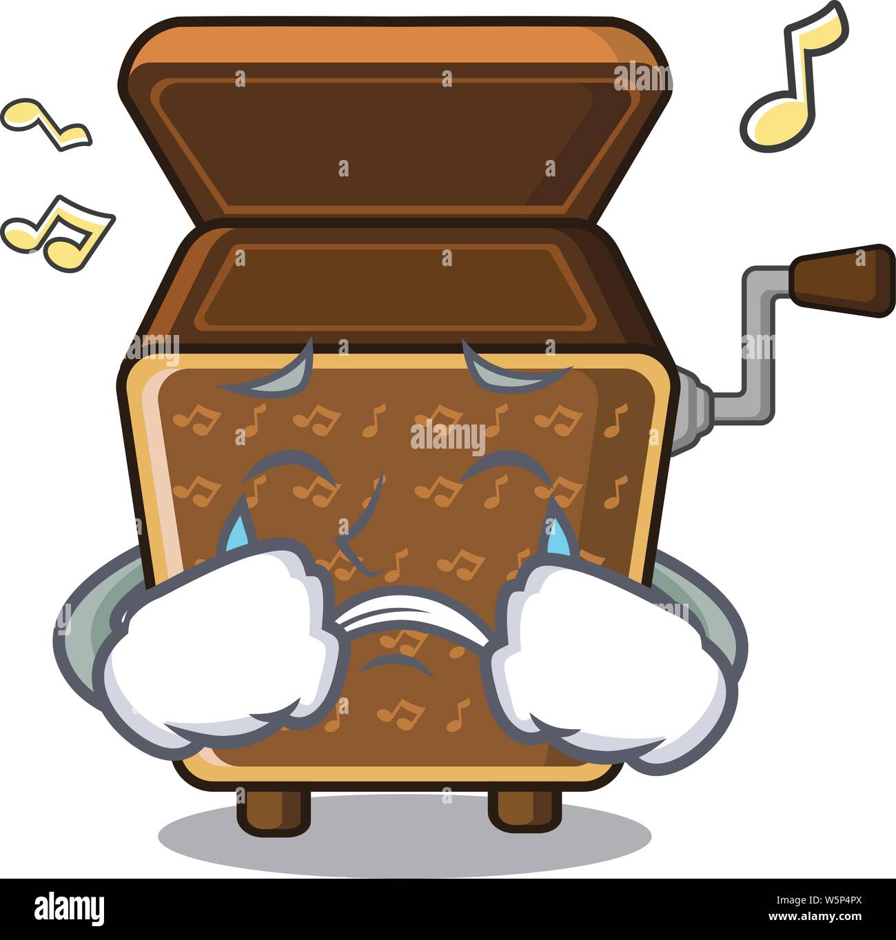 Crying music box in the character shape vector illustration Stock ...