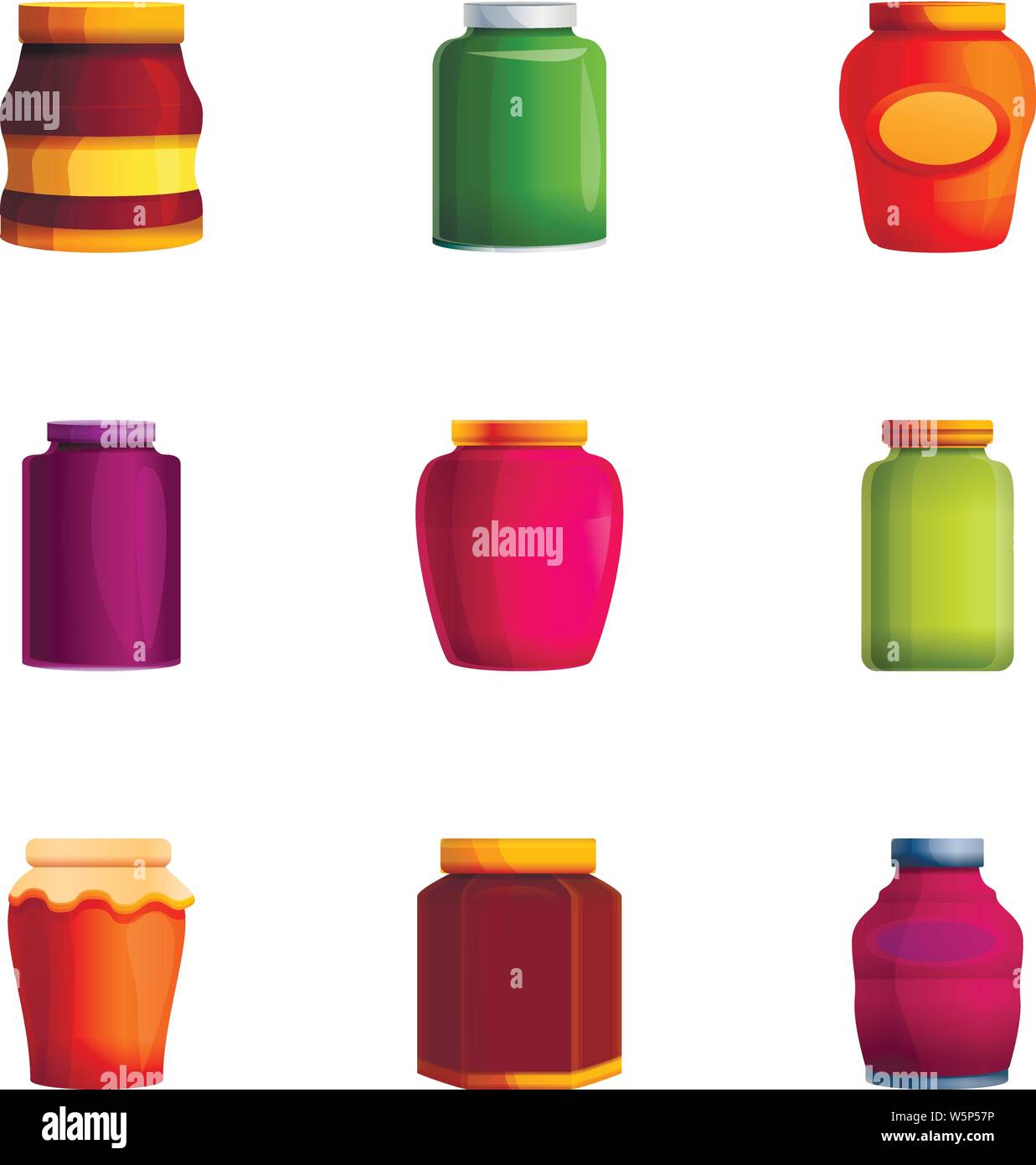 Jam jar icon set. Cartoon set of 9 jam jar vector icons for web design ...