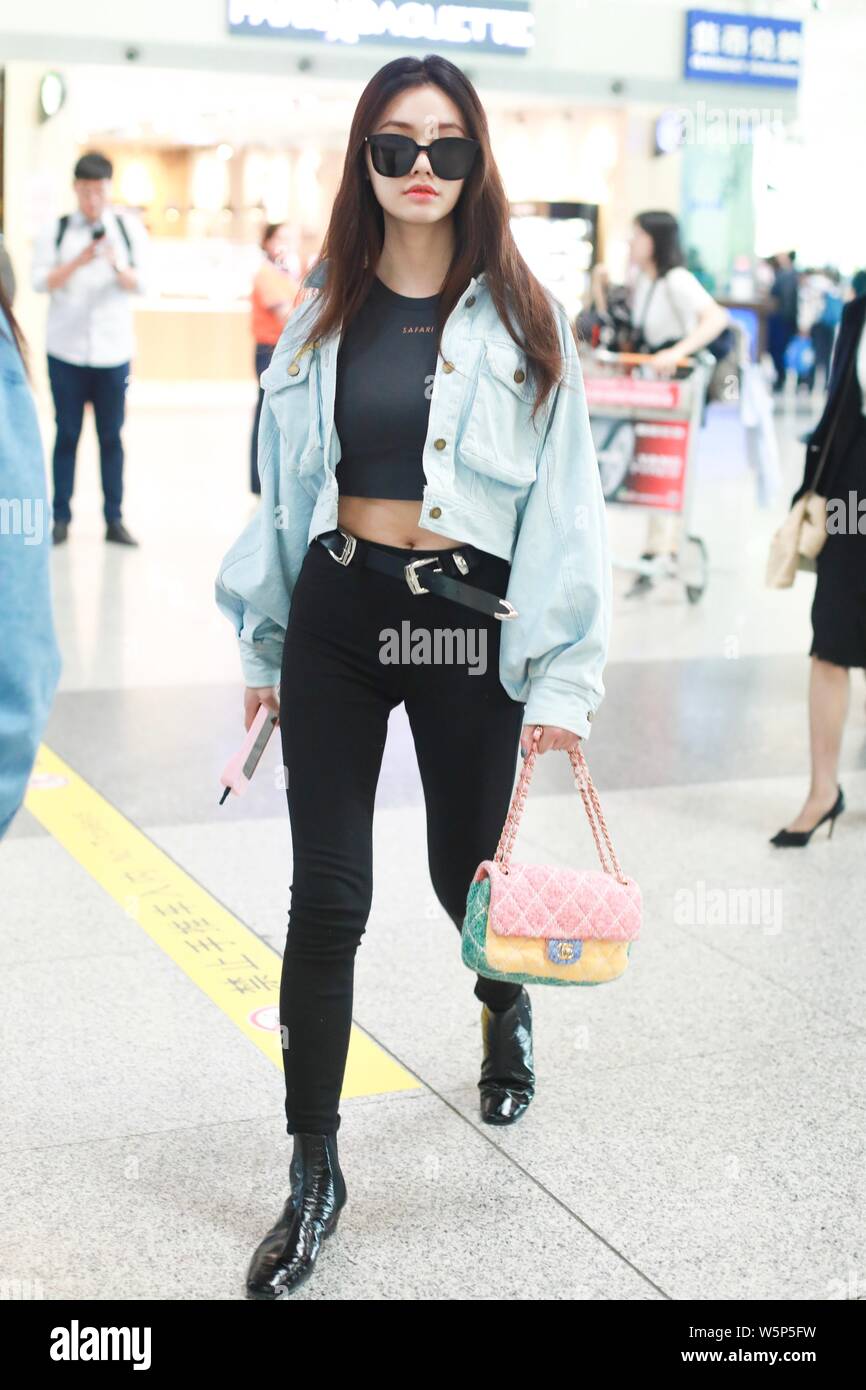 Chinese actress Jelly Lin or Lin Yun arrives at the Beijing Capital ...