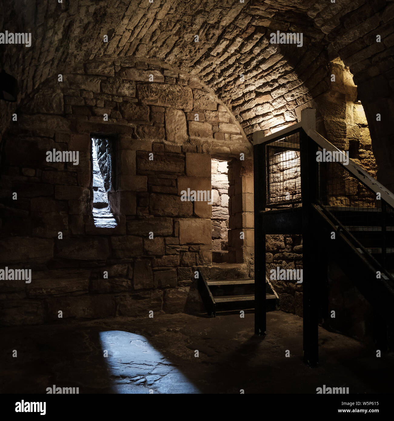 Tantallon Castle, East Lothian, Scotland. Prison cell in a dungeon ...