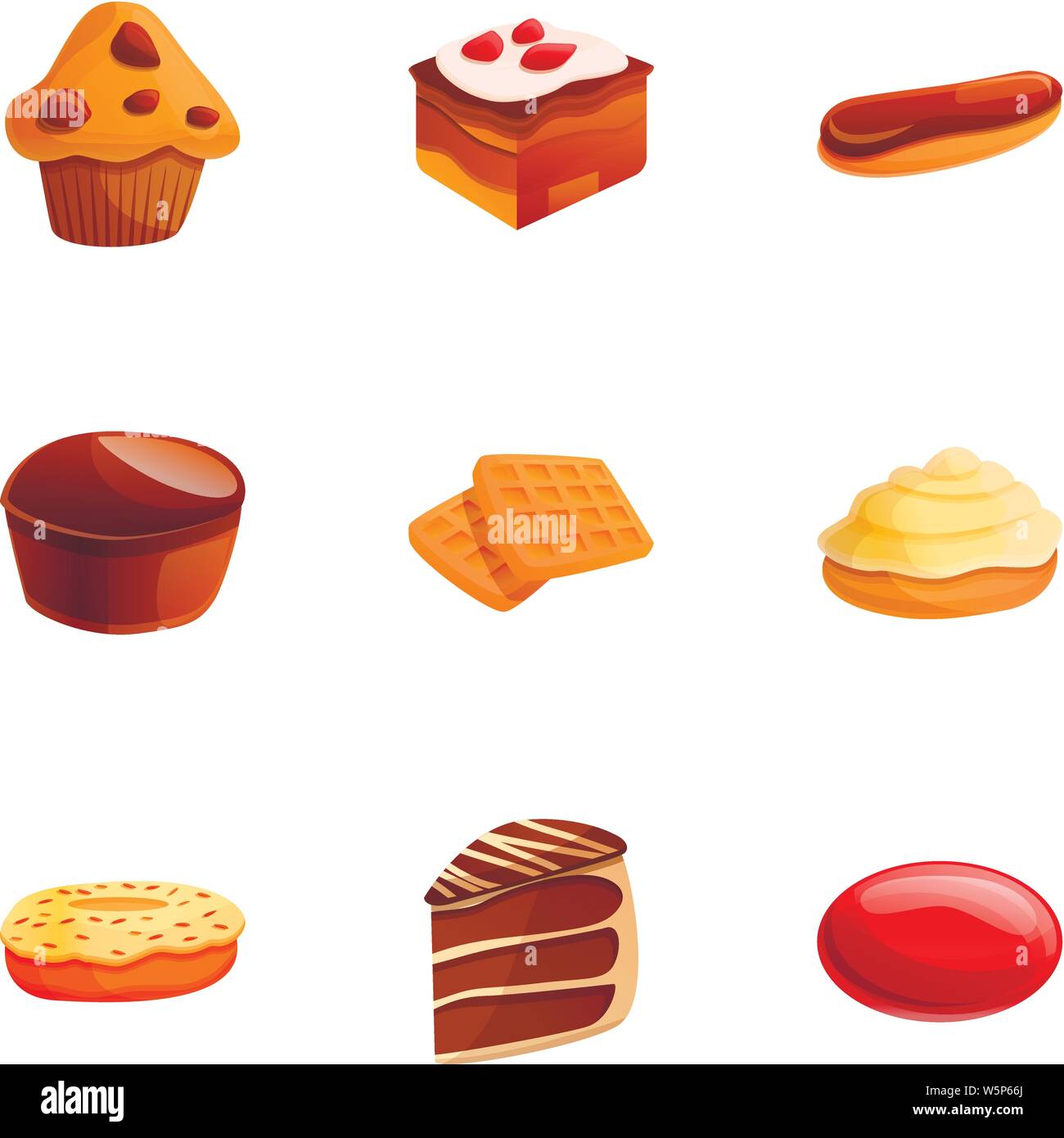 Candy icon set. Cartoon set of 9 candy vector icons for web design ...