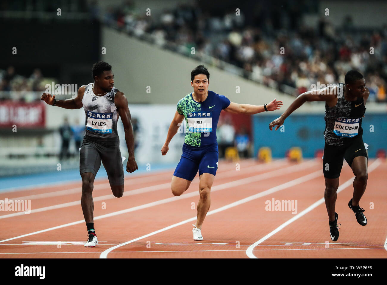 (From left) American professional track and field athlete Noah Lyles ...