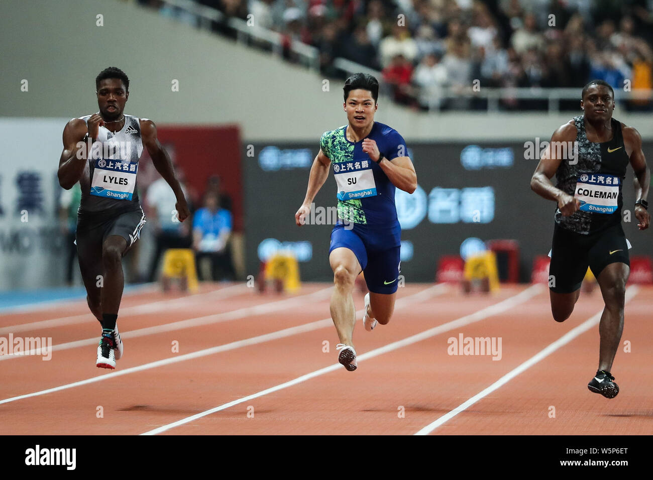 (From left) American professional track and field athlete Noah Lyles ...