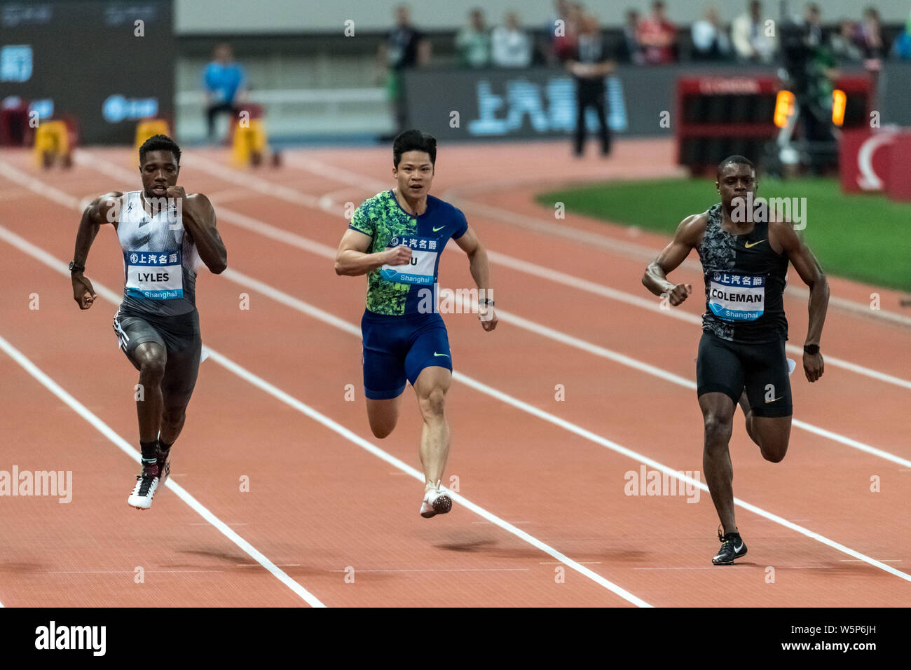 (From left) American professional track and field athlete Noah Lyles ...