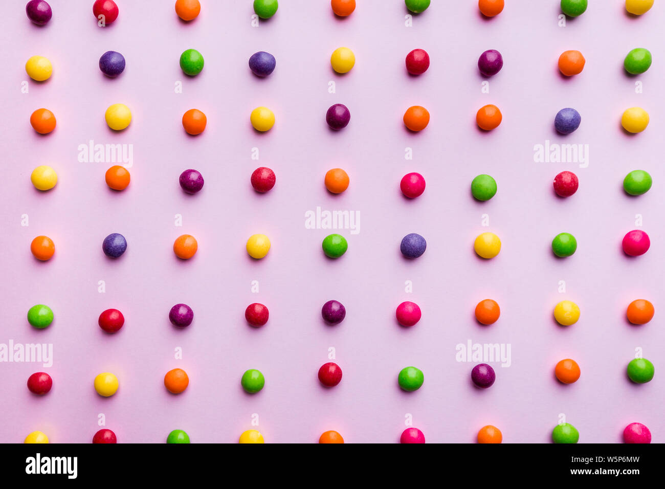 Colorful Candy bonbon snack set. Sweet pink background. Top view, flat ...