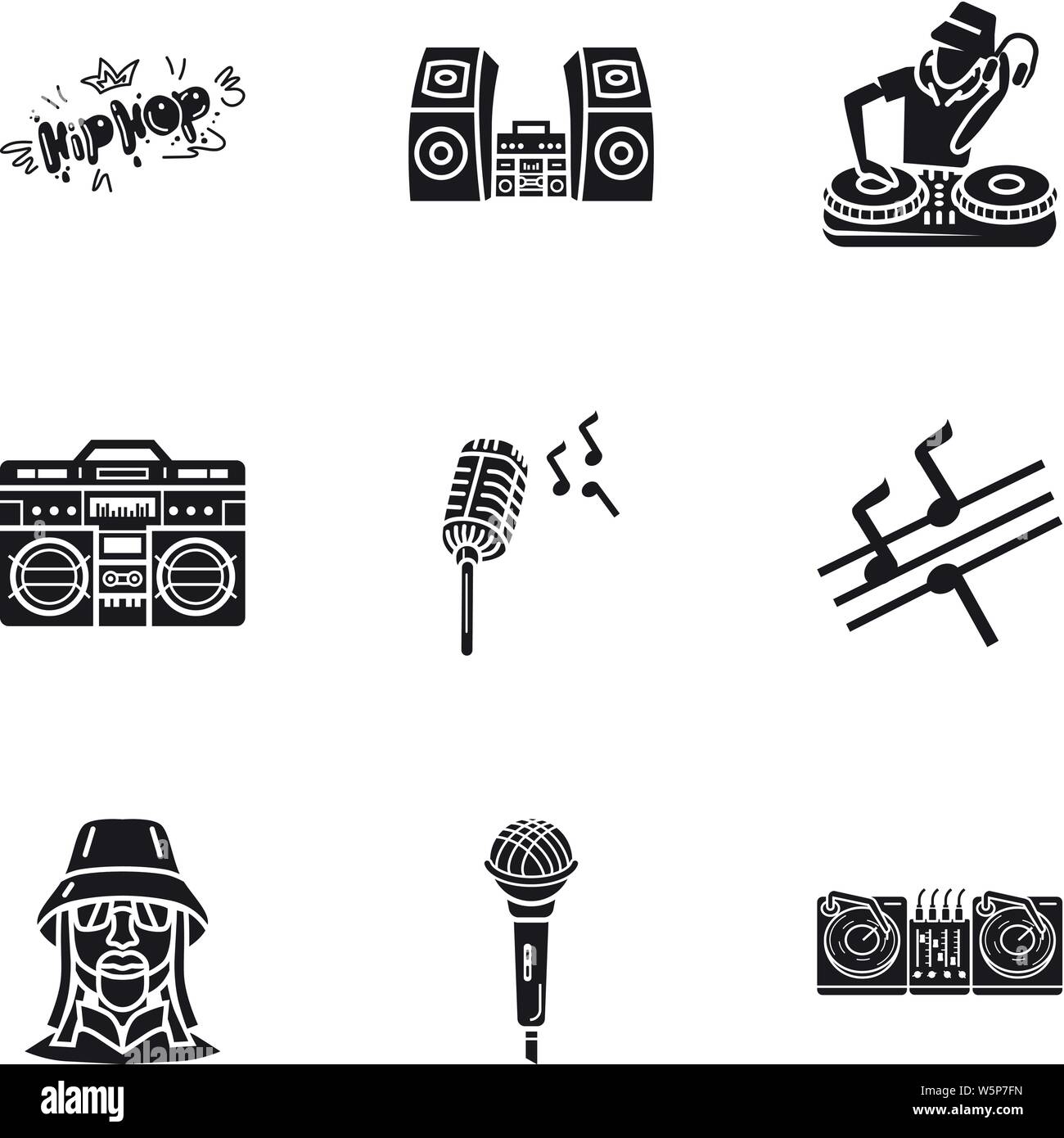 Rap equipment icon set. Simple set of 9 rap equipment vector icons for ...