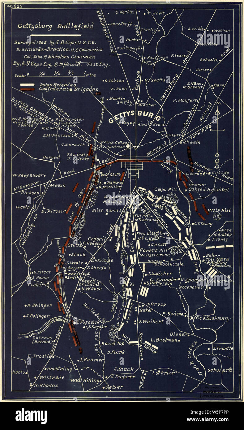 Civil War Maps 0455 Gettysburg battlefield Rebuild and Repair Stock ...