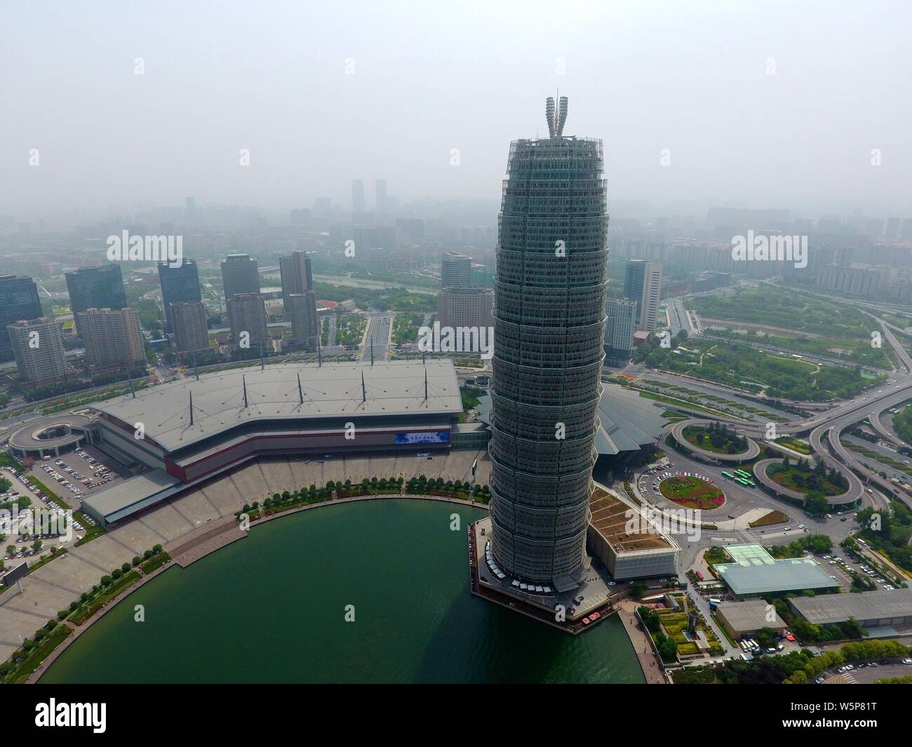 Aerial view of the Zhengzhou Greenland Plaza, also named as Millennium ...