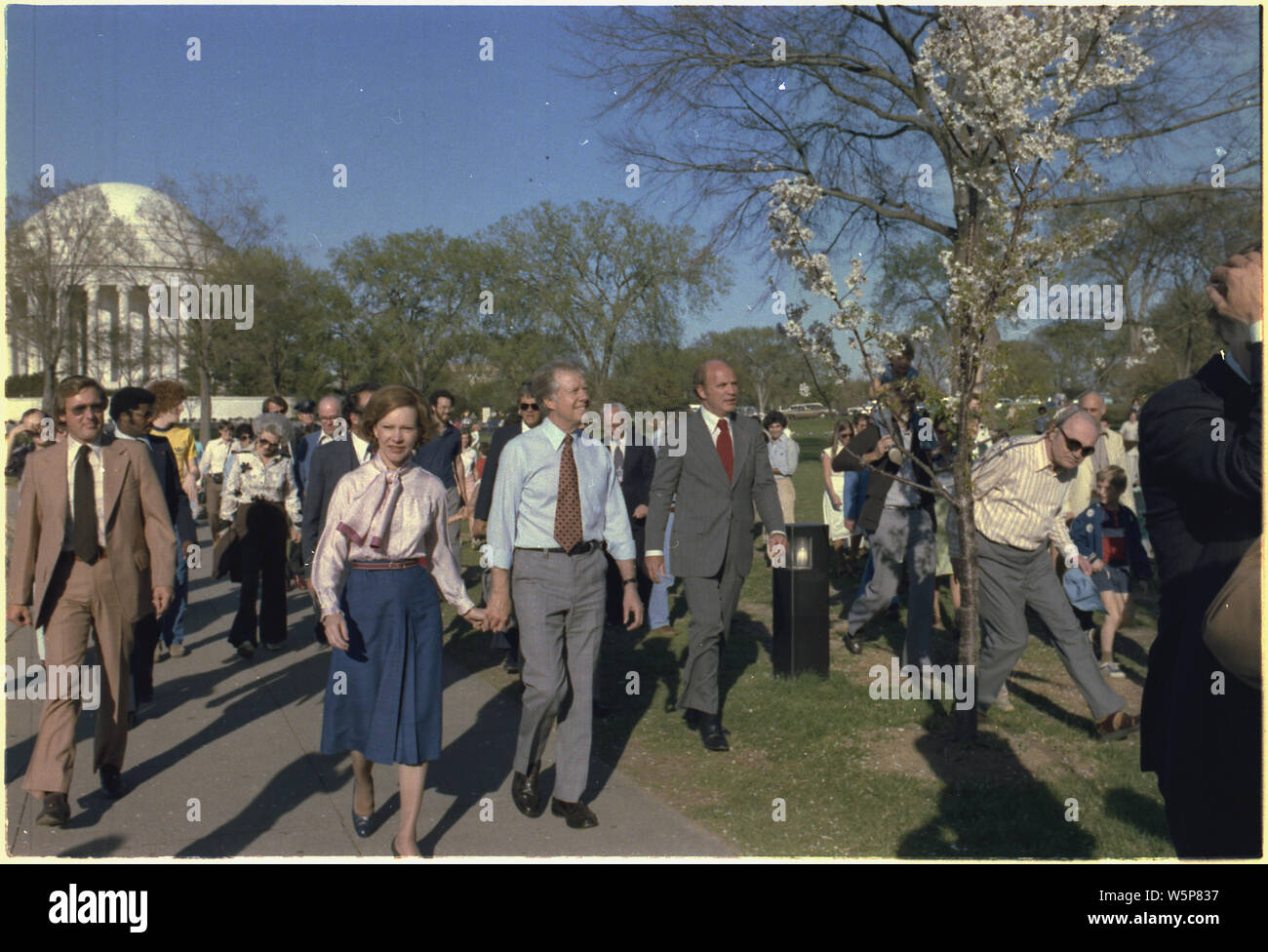 Jimmy Carter and Rosalynn Carter during a walk along Washington's tidal ...