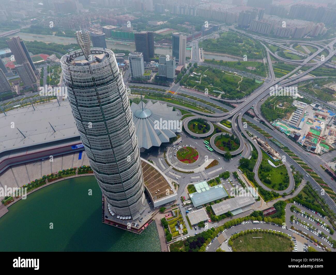 Aerial view of the Zhengzhou Greenland Plaza, also named as Millennium ...