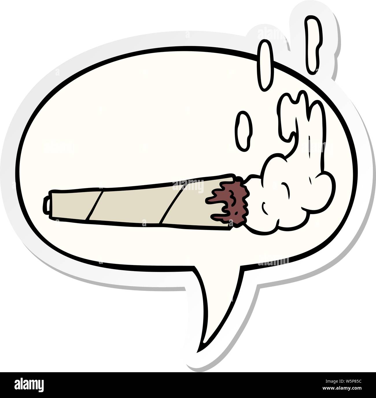cartoon marijuiana joint with speech bubble sticker Stock Vector Image ...
