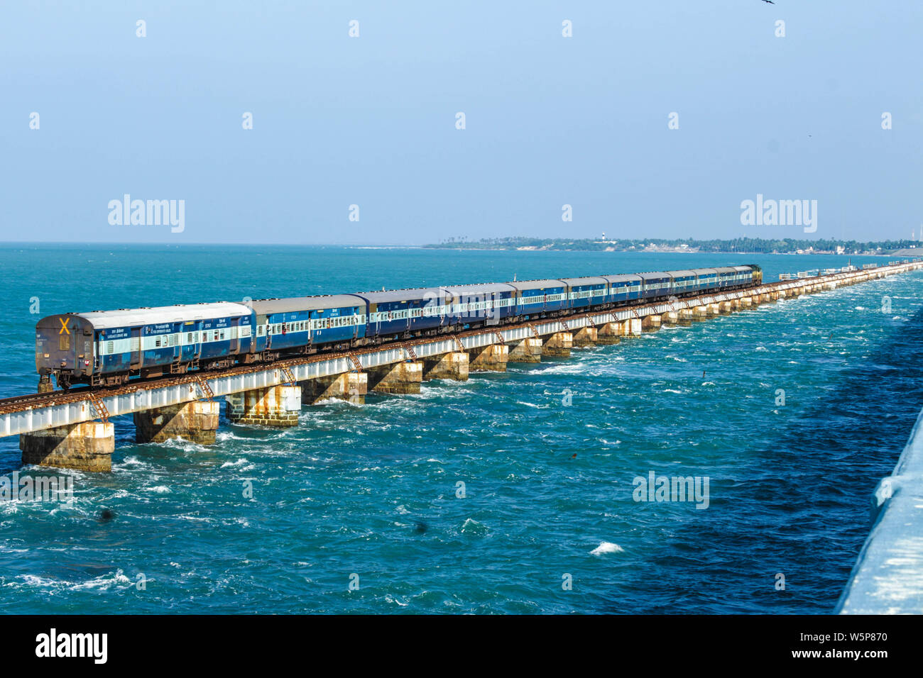 Pamban bridge is a railway bridge which connects the town hi-res stock ...