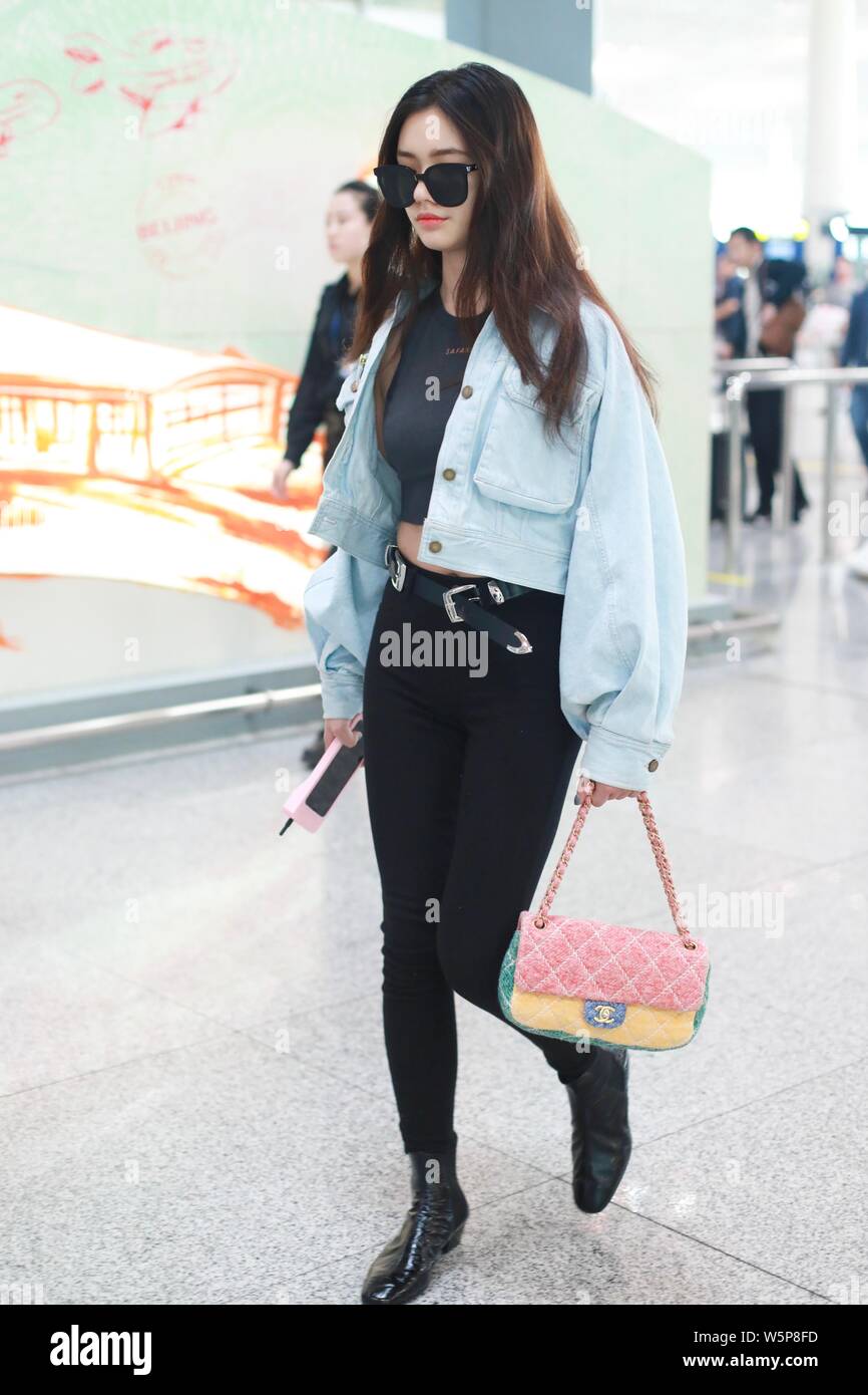 Chinese actress Jelly Lin or Lin Yun arrives at the Beijing Capital ...