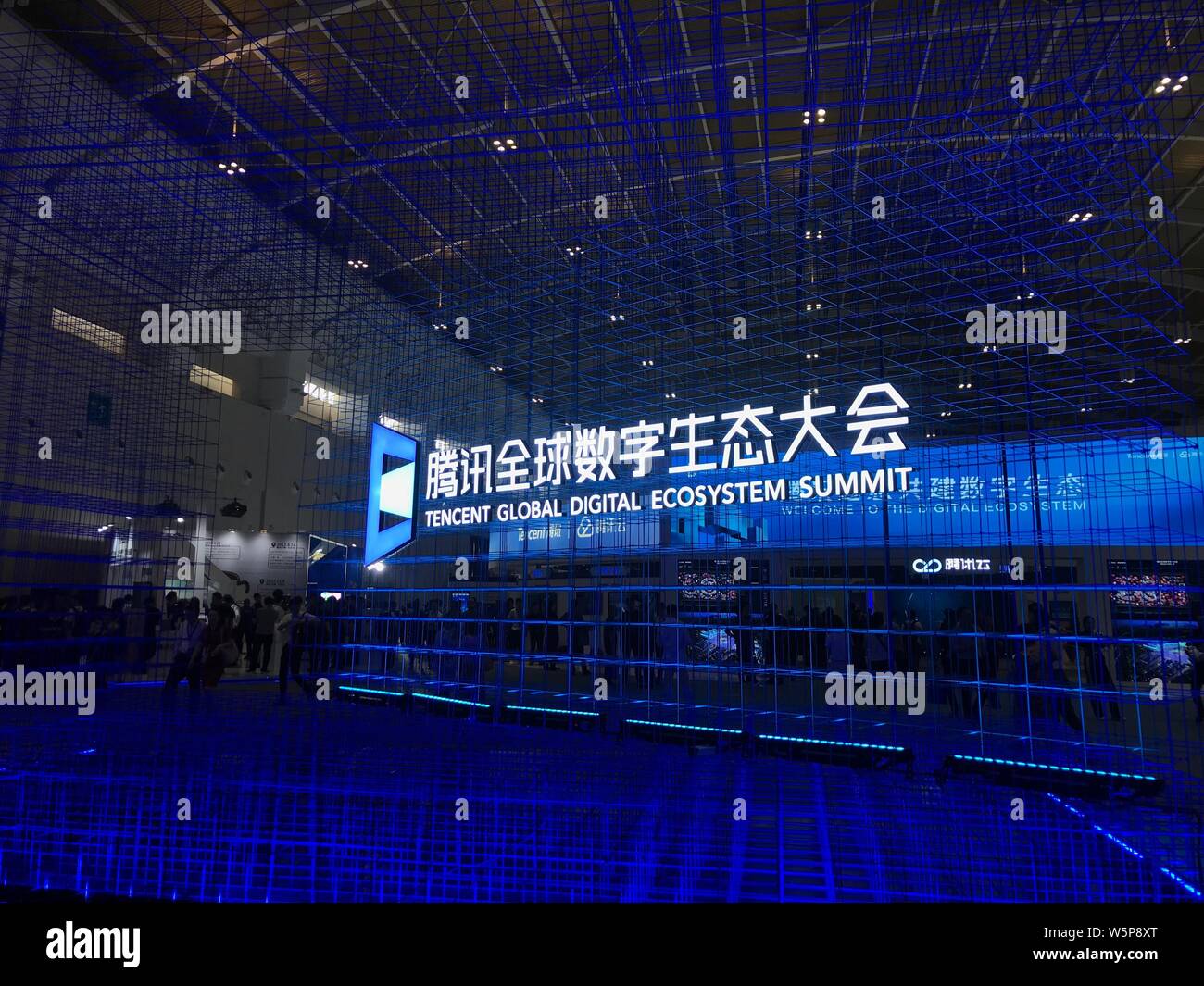 View of a signboard of Tencent Global Digital Ecosystem Summit, also ...