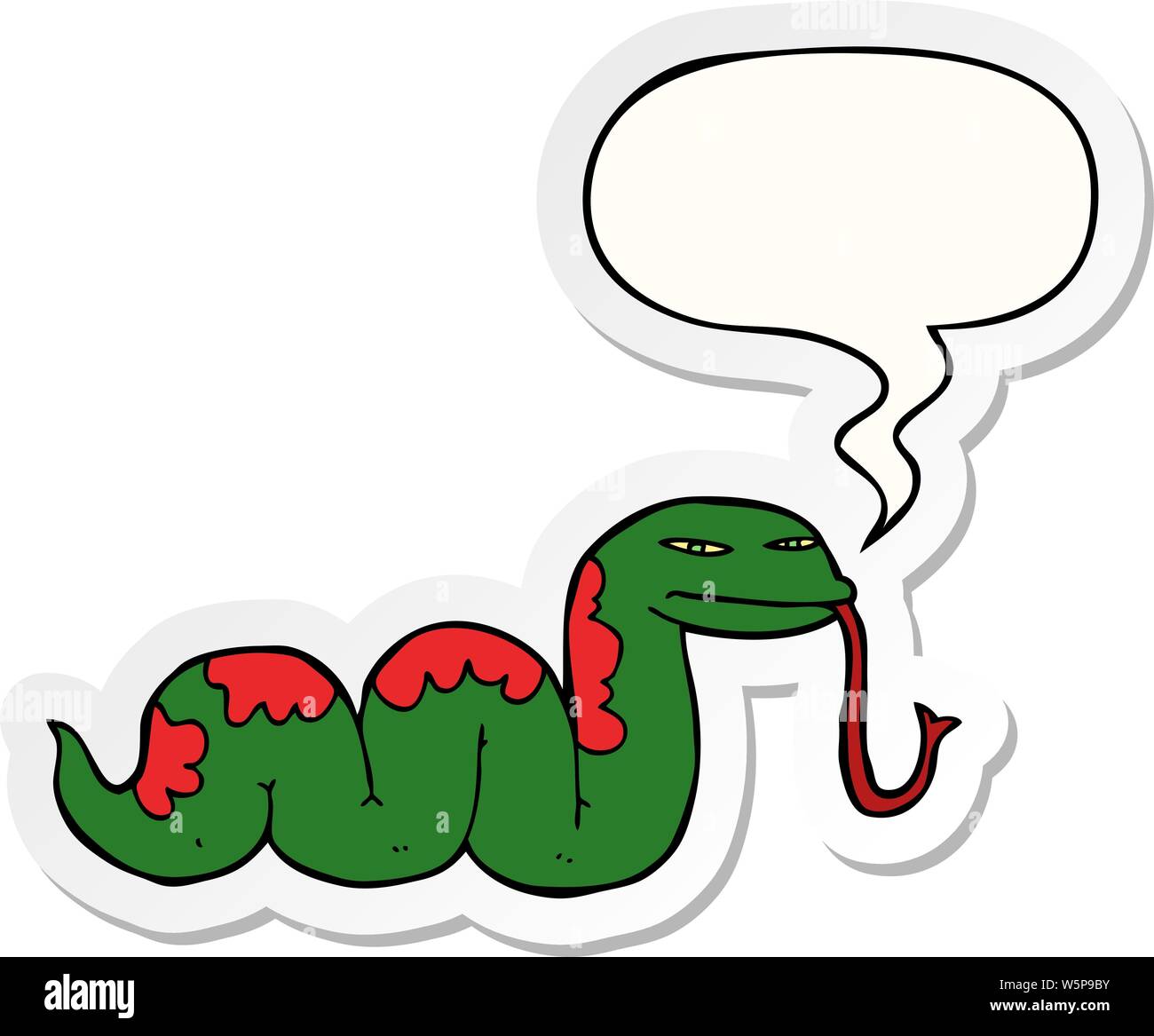 cartoon slithering snake with speech bubble sticker Stock Vector Image ...
