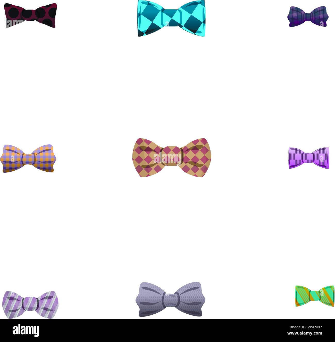 Elegance bow tie icon set. Cartoon set of 9 elegance bow tie vector ...
