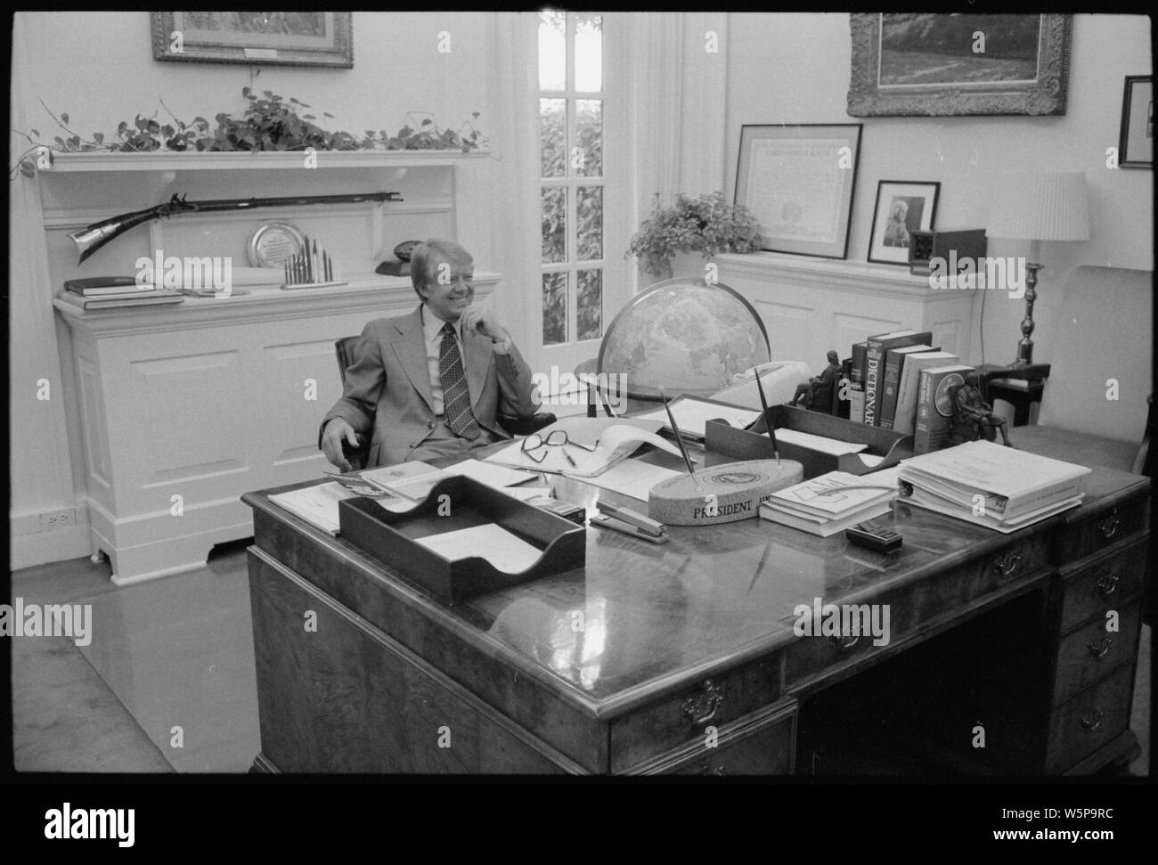 Jimmy Carter at his desk in his private study Stock Photo - Alamy