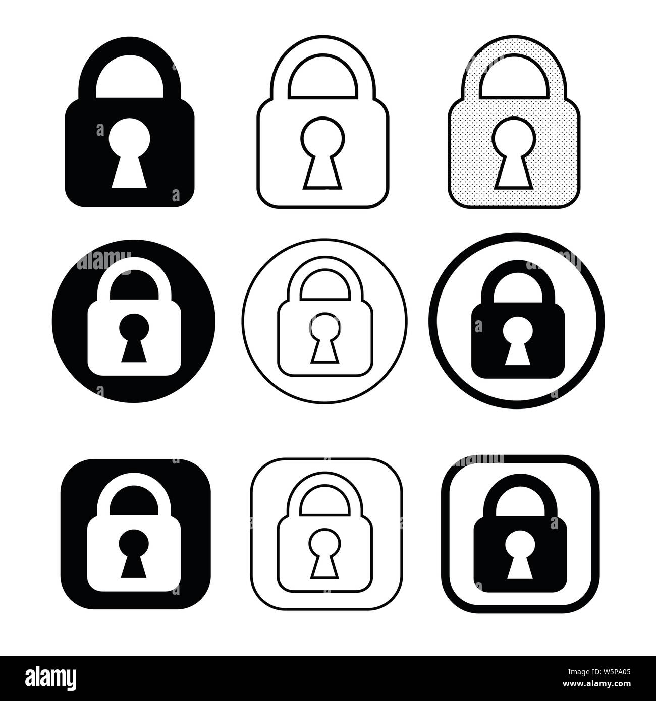 Set of simple sign Lock icon Stock Vector Image & Art - Alamy