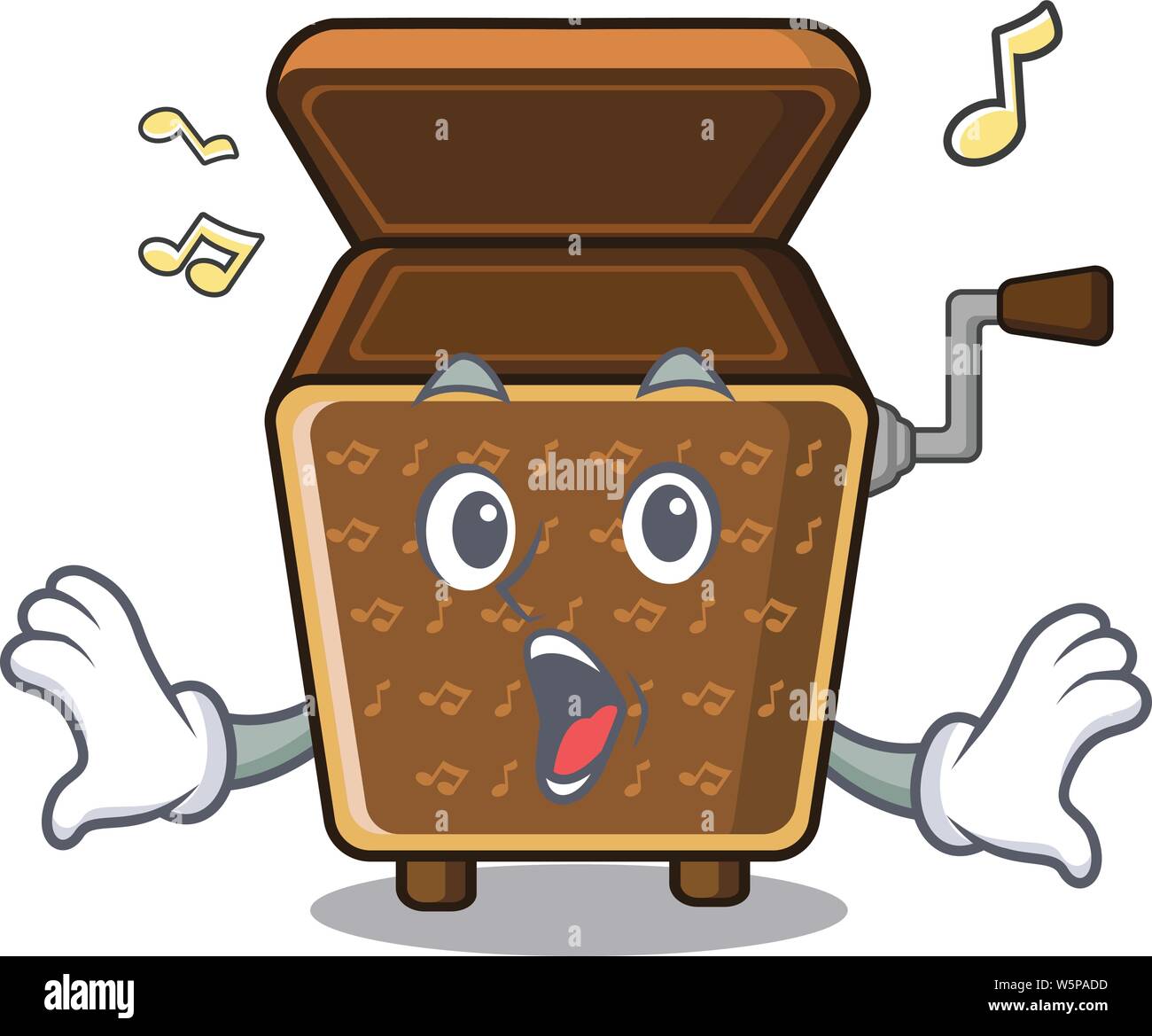 Surprised music box in the character shape vector illustration Stock ...