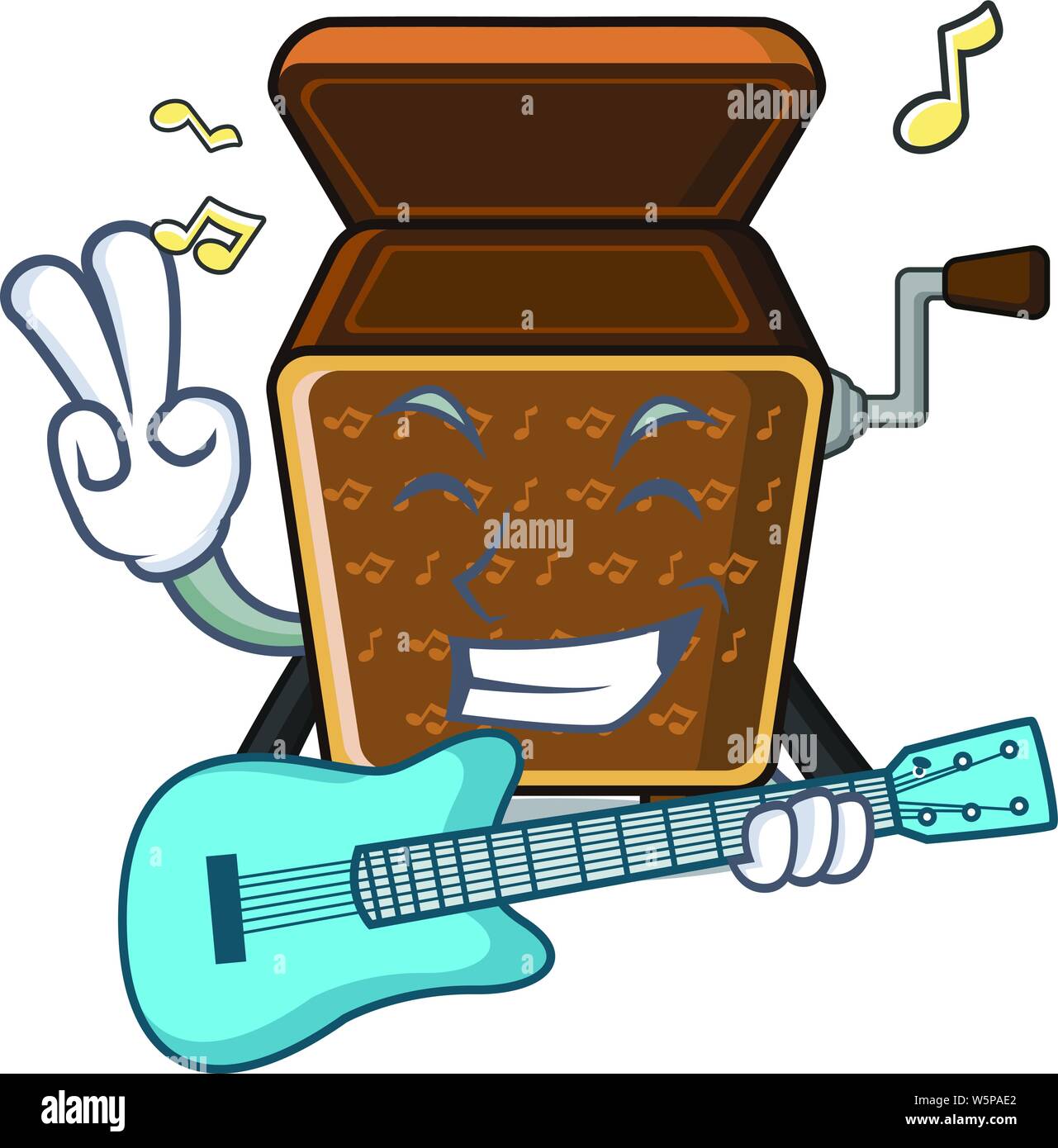 With guitar music box in the character shape vector illustration Stock ...