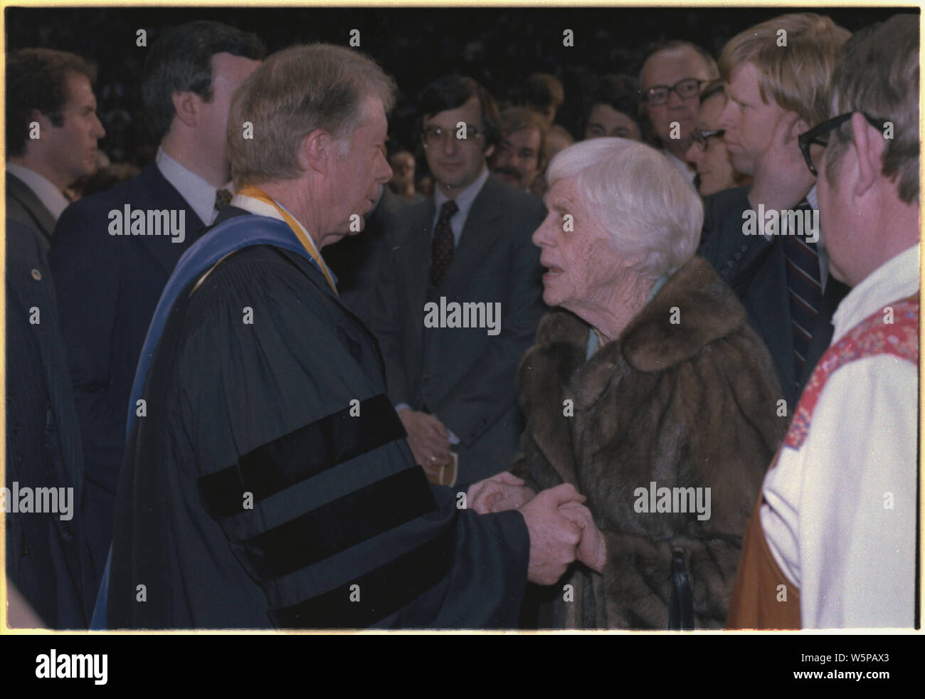 Jimmy Carter greets his mother, Miss Lillian Carter, at the ...