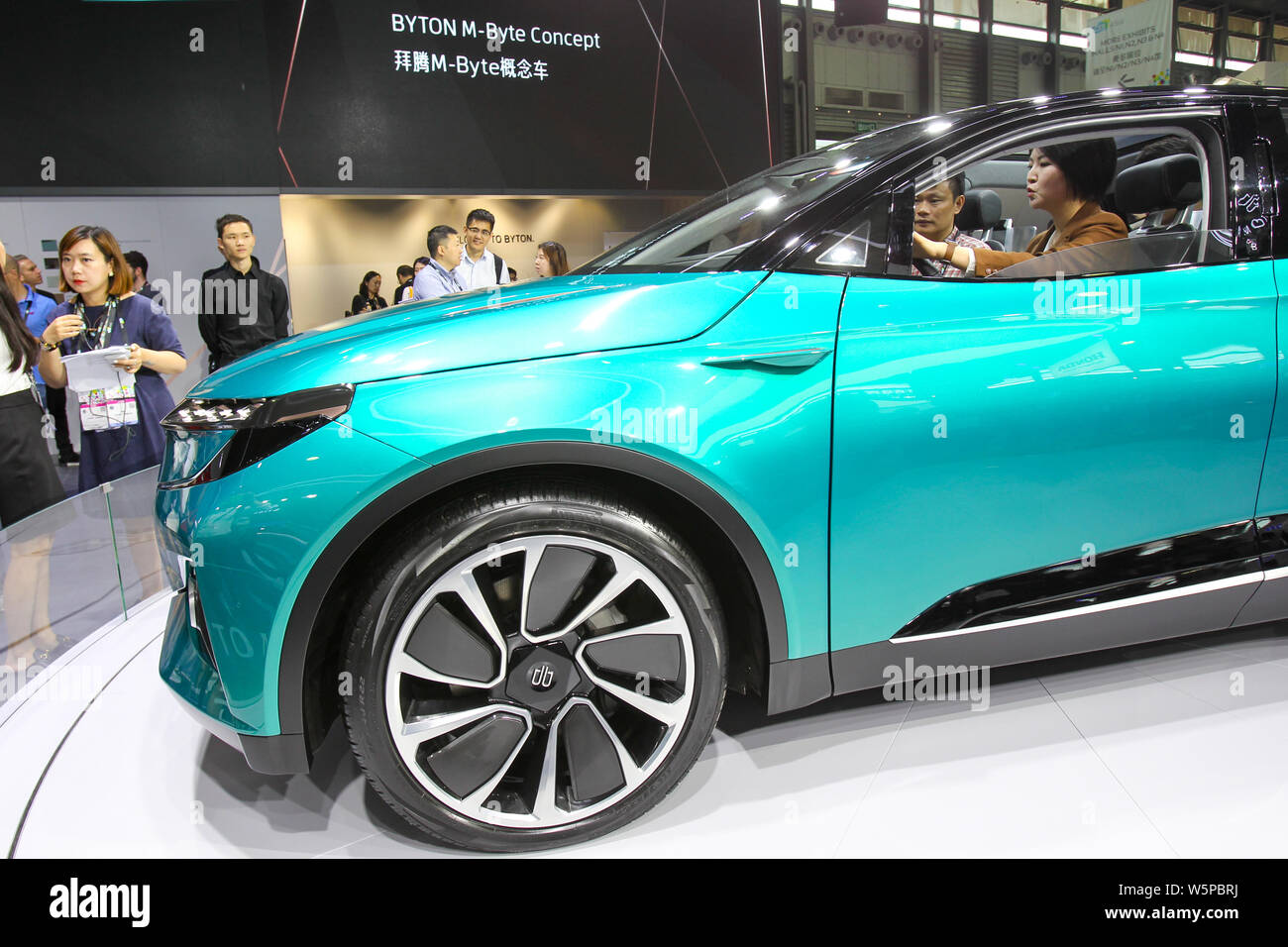 --FILE--A Byton M-BYTE electric concept car is on display during the ...