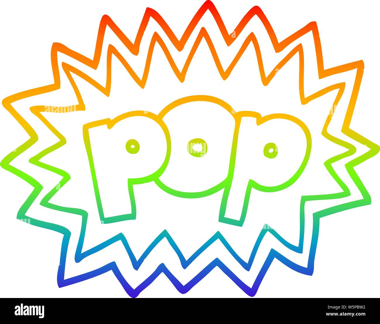 rainbow gradient line drawing of a cartoon pop symbol Stock Vector ...
