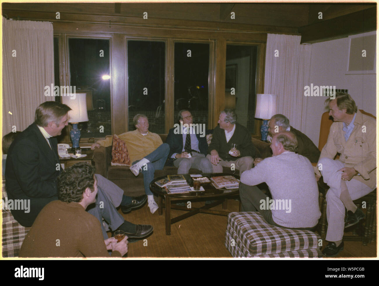 Jimmy Carter meets with members of his cabinet and staff at Camp David ...