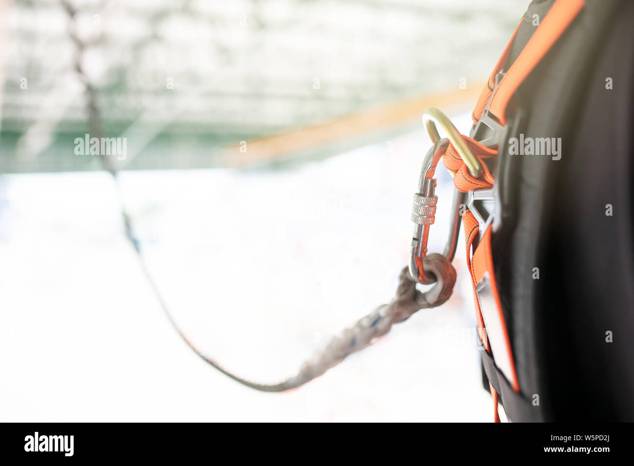 safety protective equipment loop in his back of Industrial Worker with ...