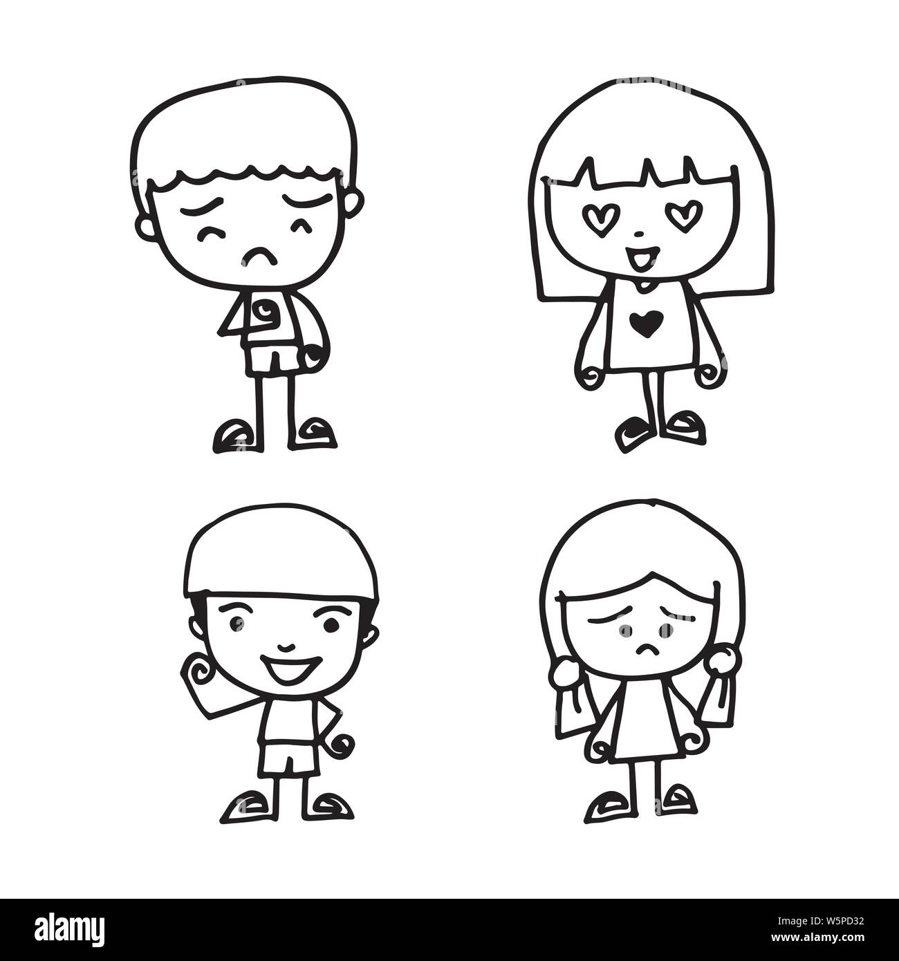 Cute cartoon people man and woman . drawing by Jaidee Family Style ...