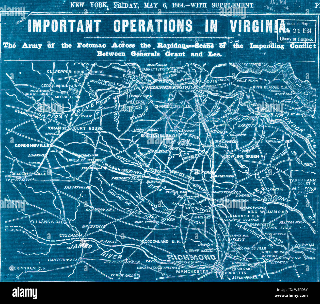 Civil War Maps 0513 Important operations in Virginia The Army of the ...
