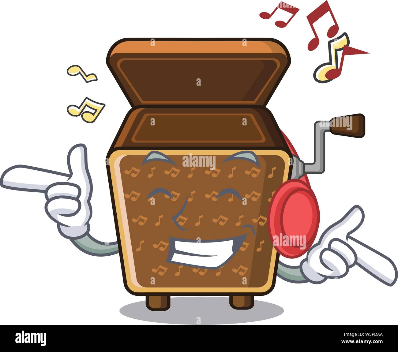 Listening music music box in the character shape vector illustration ...