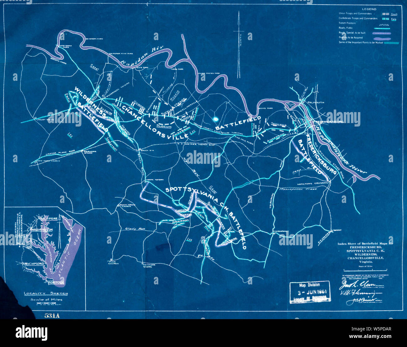 Civil War Maps 0514 Index sheet of battlefield maps for Fredericksburg ...