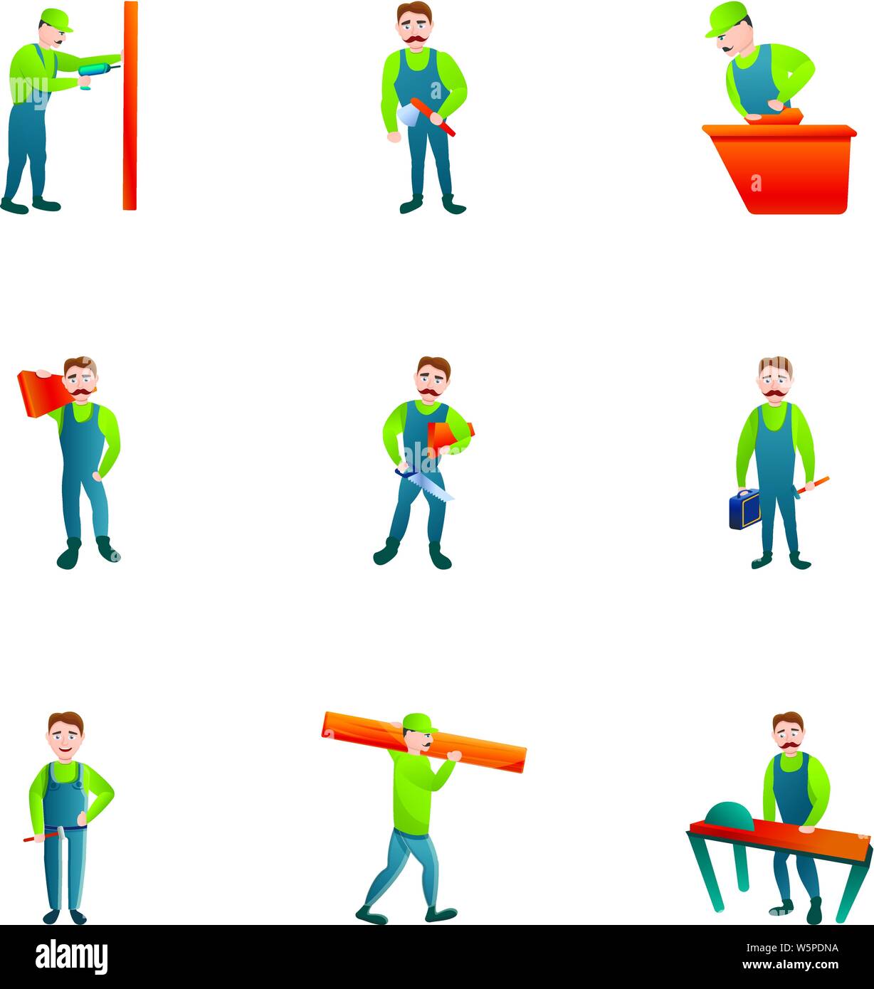 Lumberjack icon set. Cartoon set of 9 lumberjack vector icons for web ...