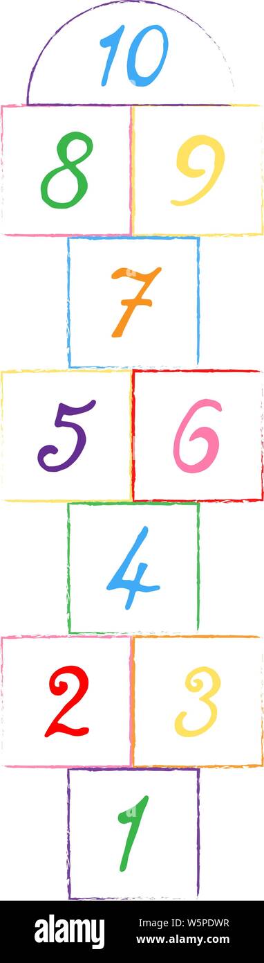 Children street game. playground with numbers. illustration with ...
