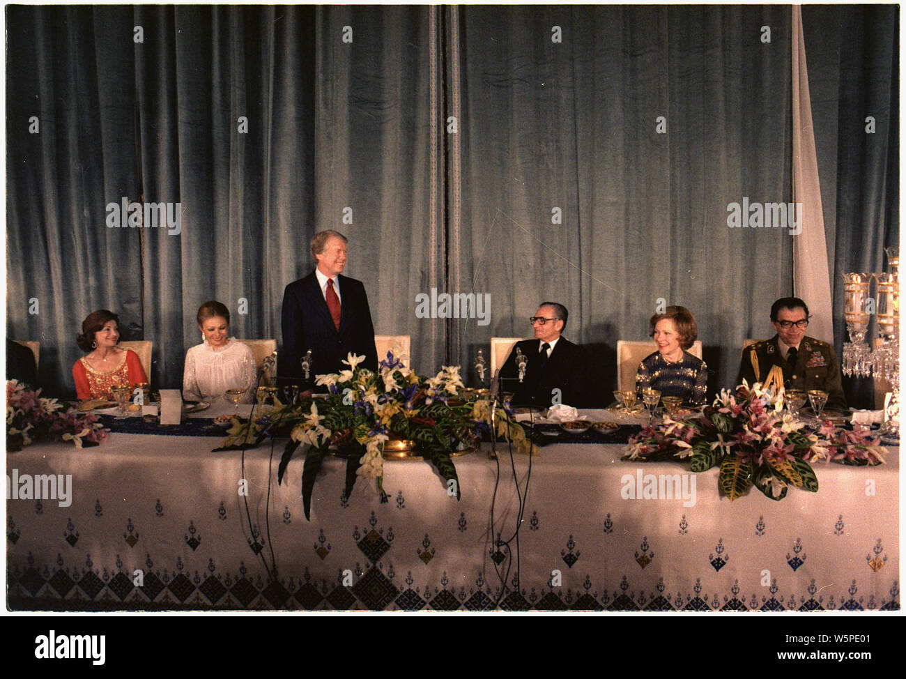 Jimmy Carter speaks at a State Dinner hosted by the Shah of Iran Stock ...