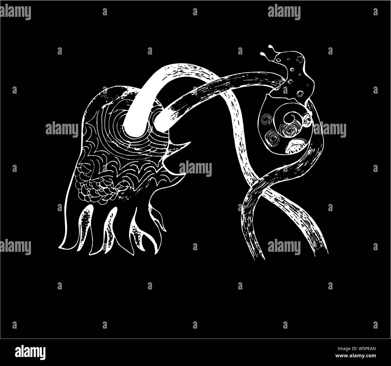 An illustration of a psychodellic octopus with a snail. Tattoo idea ...