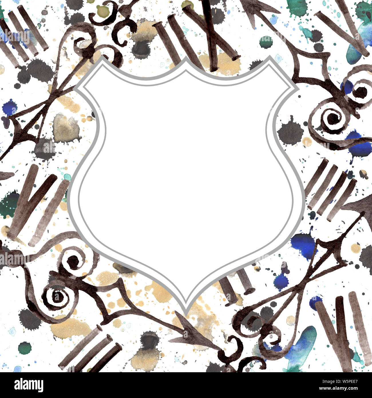 Vintage old clock pocket watch. Watercolor background illustration set ...