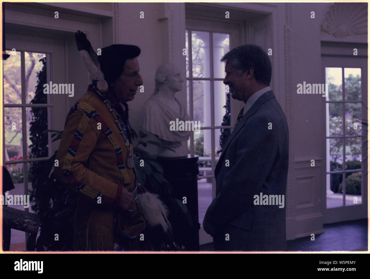 Jimmy Carter with Iron Eyes Cody, Sicilian-American Stock Photo - Alamy