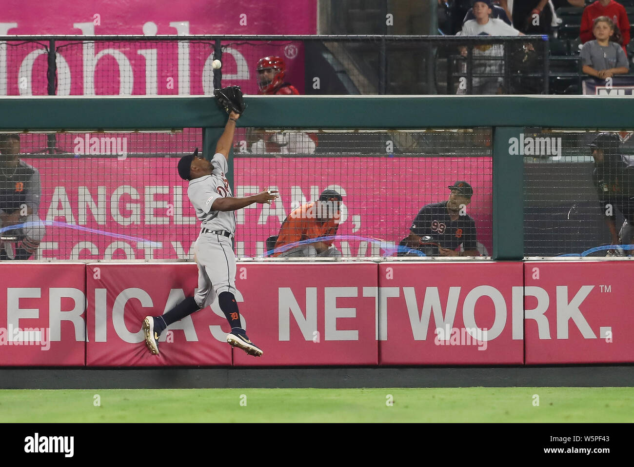 Anaheim, California, USA. July 29, 2019: Detroit Tigers left fielder ...