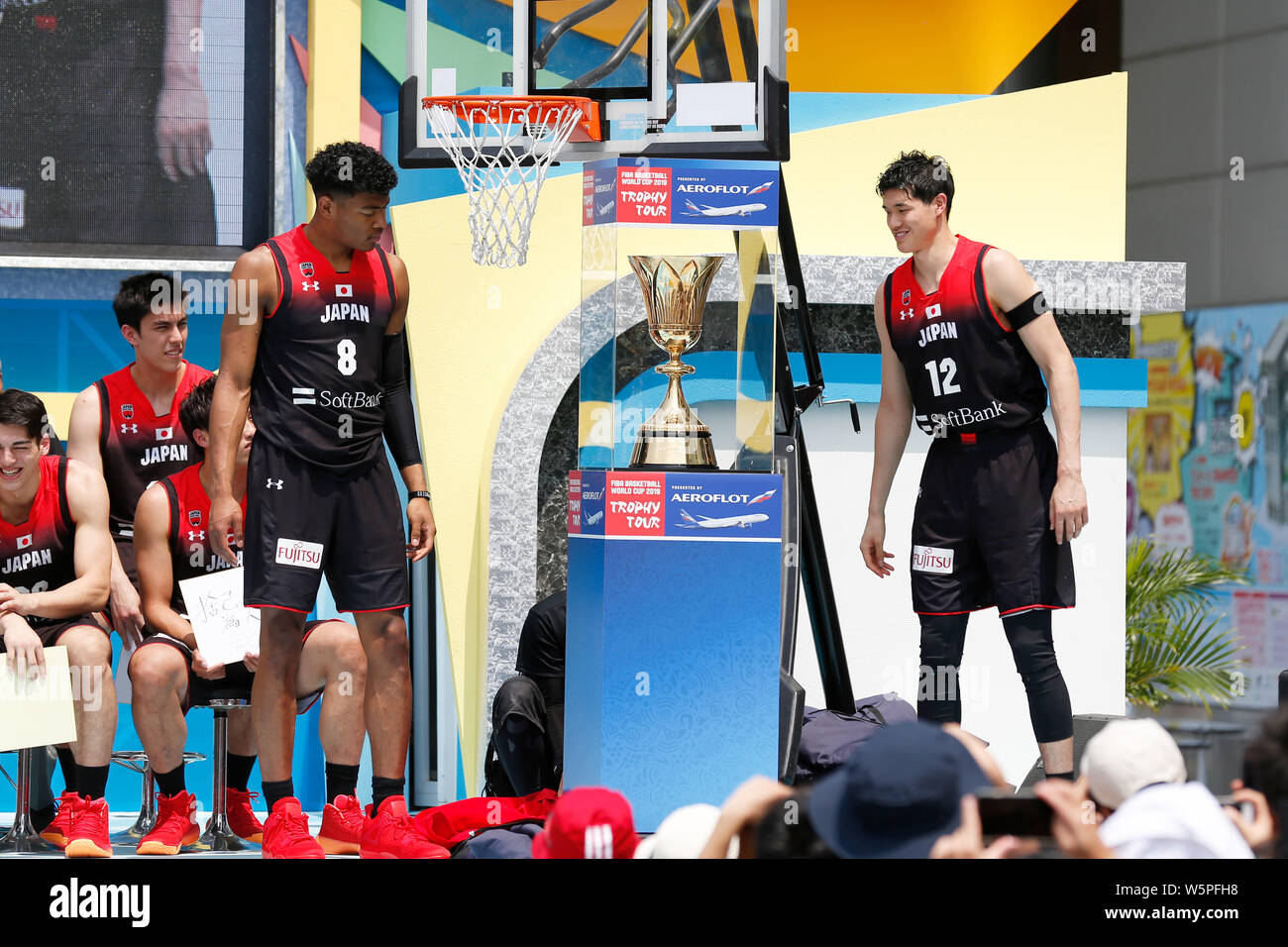 Tokyo, Japan. 30th July, 2019. (L to R) Rui Hachimura, Yuta Watanabe ...