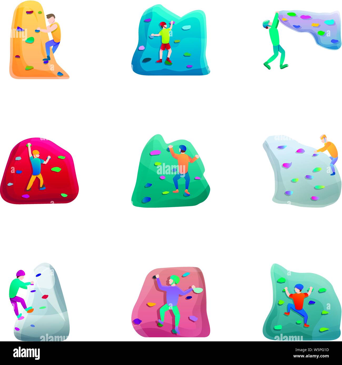 Sport climbing icon set. Cartoon set of 9 sport climbing vector icons ...