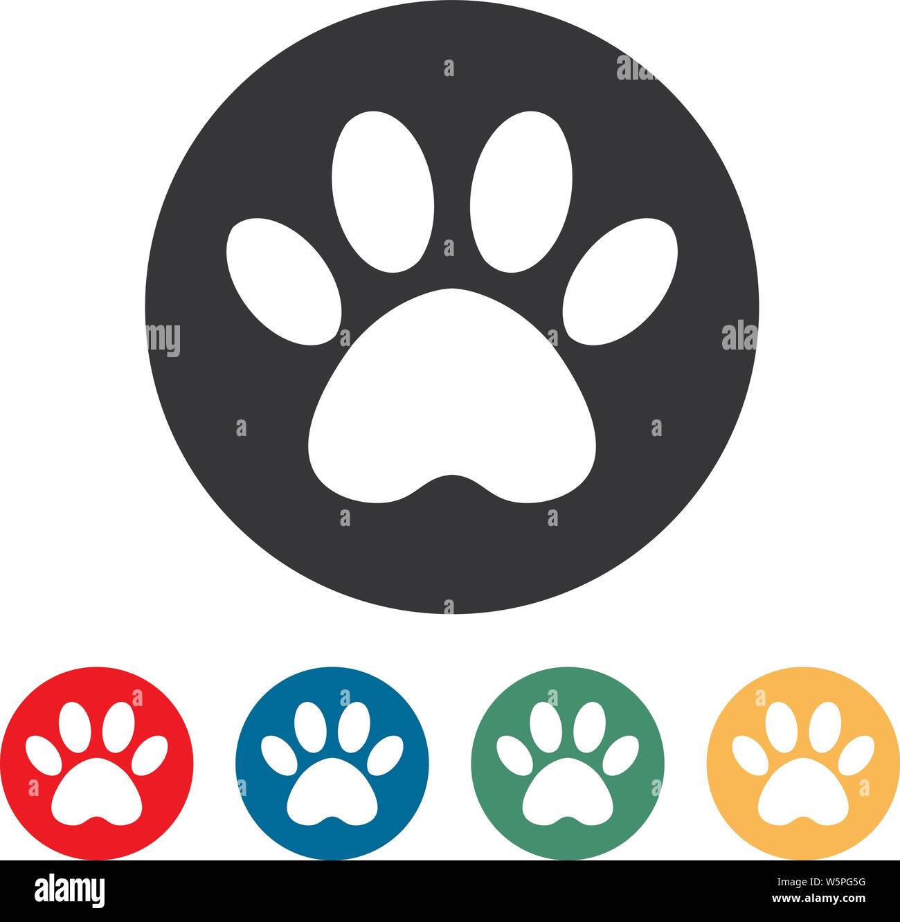 set cat and dog paw print inside circle. The dog's track in the circle ...
