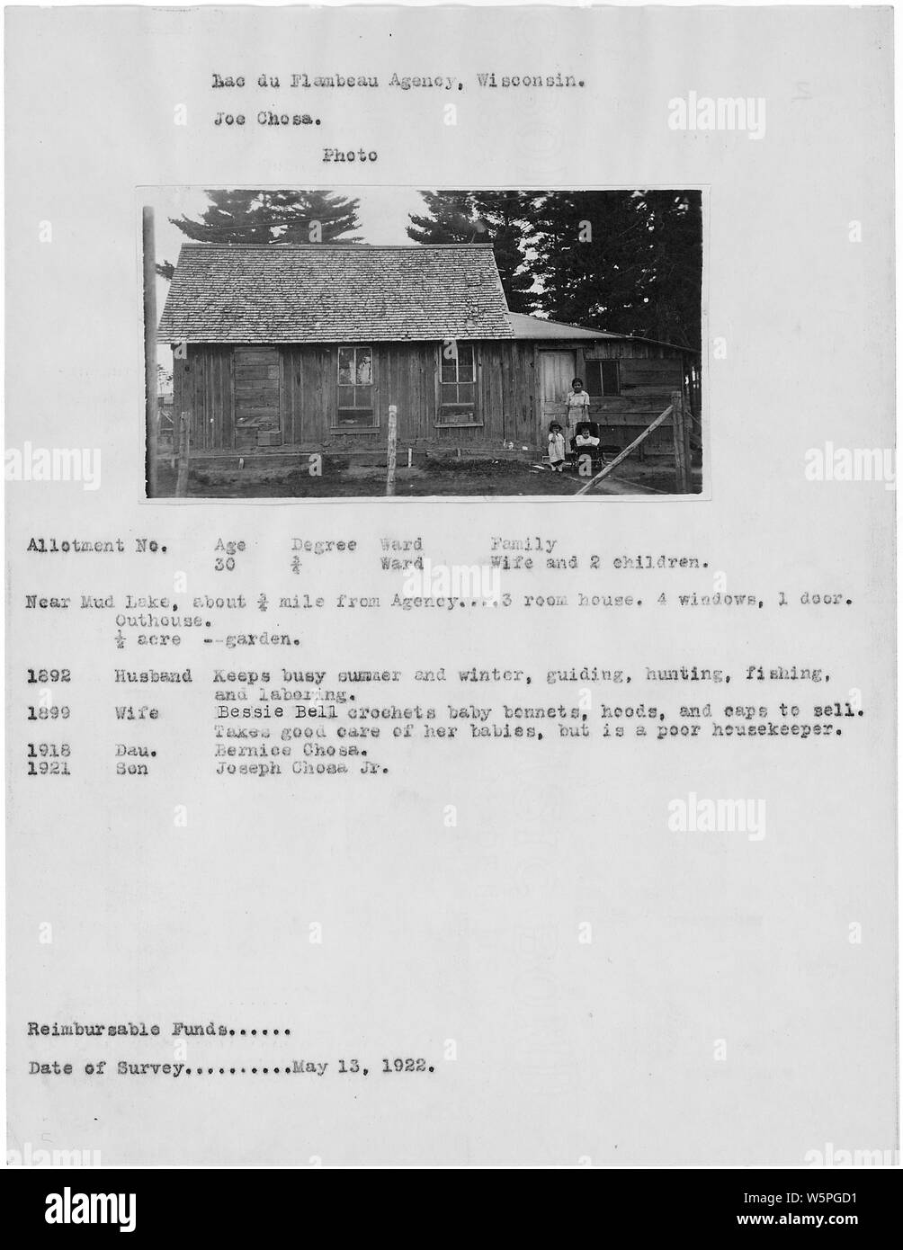 Joe Chosa; Scope and content: Description of Allotment for Joe Chosa ...